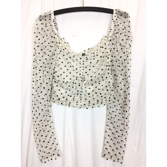 Divided | Tops | Divided Hm Juniors Top Mesh Polka Dots Ruched Long ...